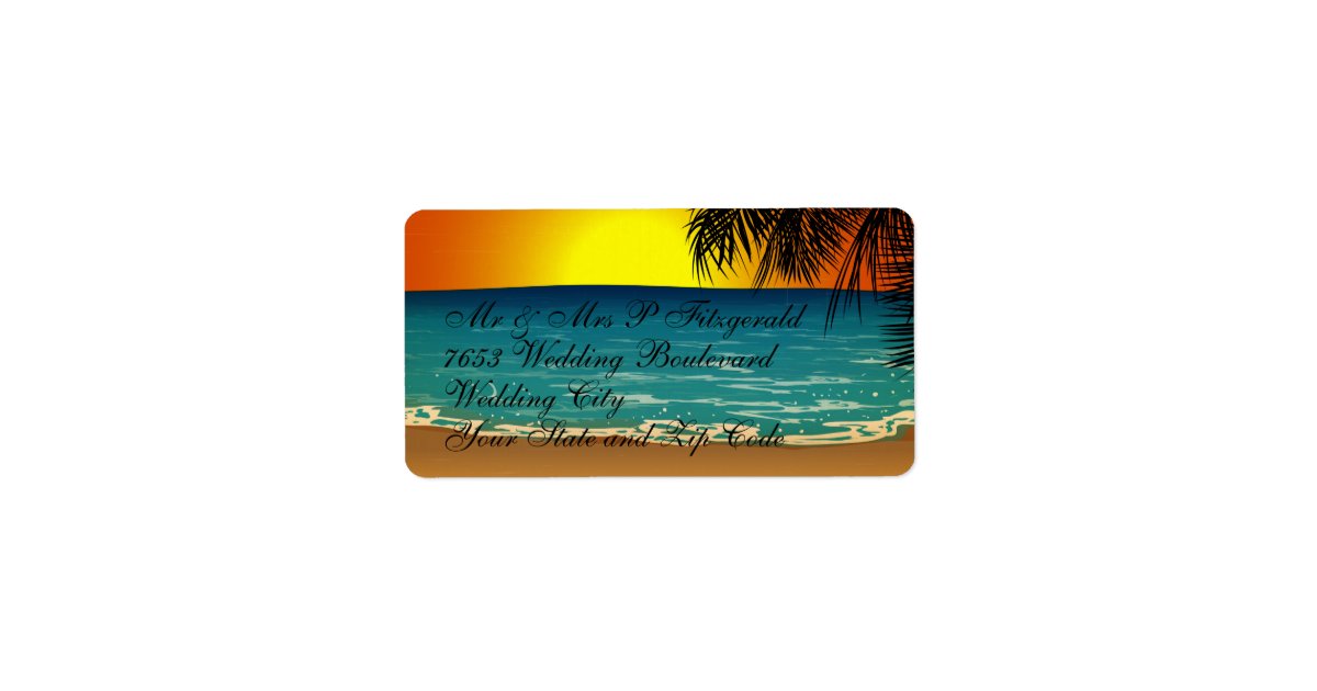Tropical Beach at Sunset Label | Zazzle