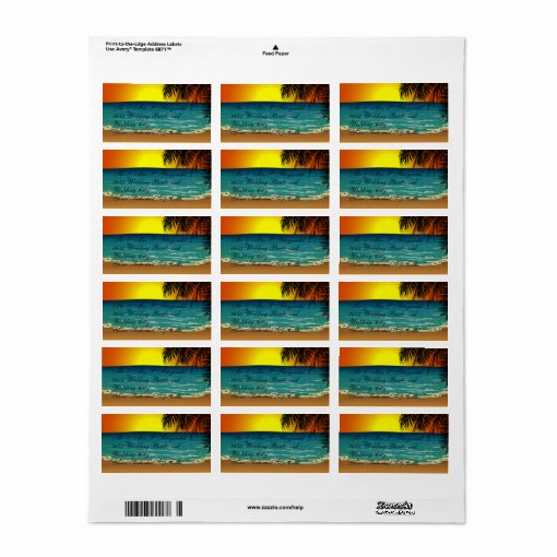 Tropical Beach at Sunset Label | Zazzle