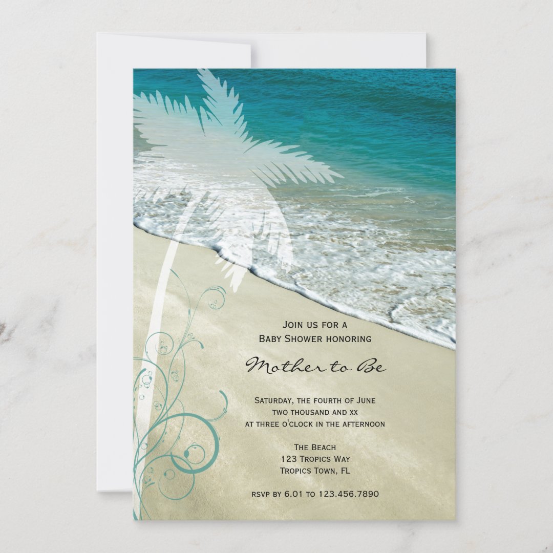 Tropical Beach Baby Shower Invitation | Zazzle