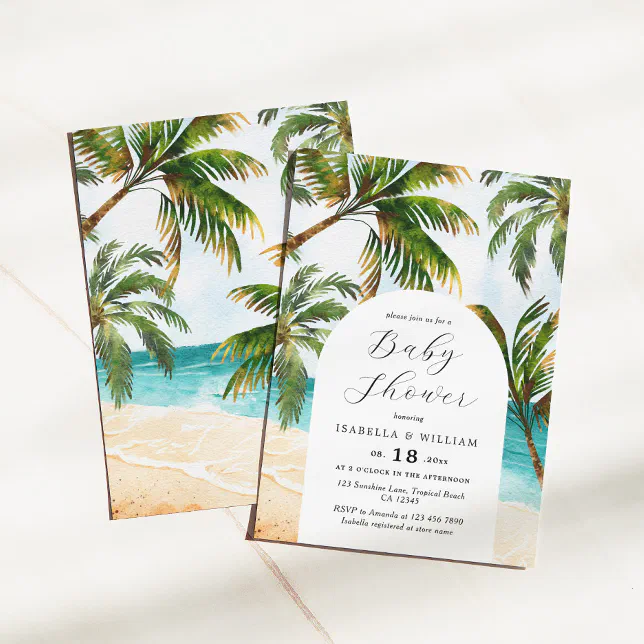 Tropical Beach Baby Shower Invitation | Zazzle