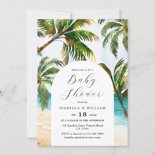Tropical Beach Baby Shower Invitation | Zazzle