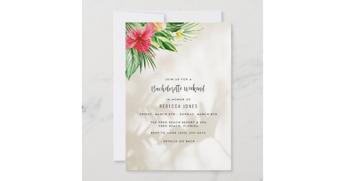 Tropical Beach Bachelorette Weekend Getaway Invitation | Zazzle