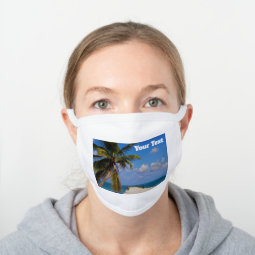 Tropical Beach Blue Ocean Sea White Cotton Face Mask | Zazzle