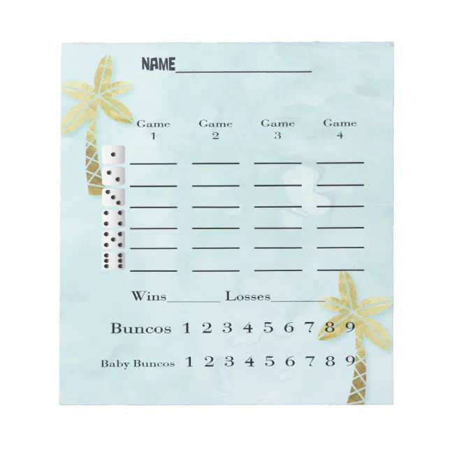 Tropical Beach Bunco Score Pad | Zazzle
