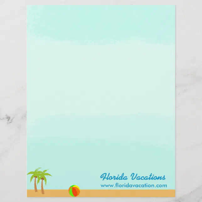 Tropical Beach Caribbean Vacation template Letterhead | Zazzle