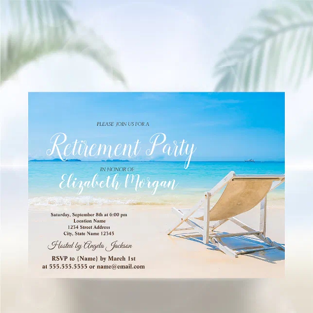 Tropical Beach,Chair Relax Retirement Party Invitation | Zazzle