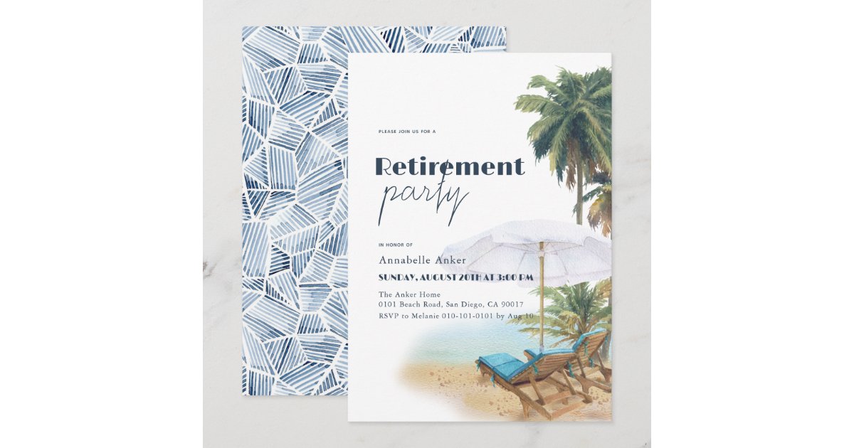 Tropical Beach Chairs Retirement Party Invitation | Zazzle