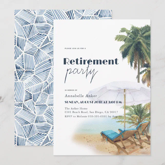 Tropical Beach Chairs Retirement Party Invitation | Zazzle