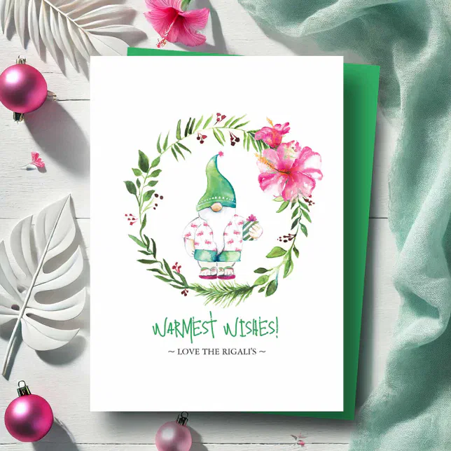 Tropical Beach Christmas Cards Watercolor | Zazzle