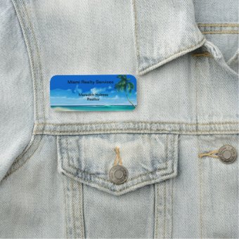 Tropical Beach Coastal Real Estate Name Tag | Zazzle