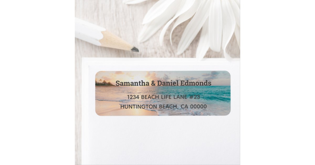 Tropical Beach Coastal Return Address Label | Zazzle