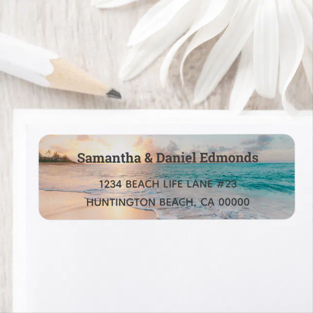 Tropical Beach Coastal Return Address Label | Zazzle