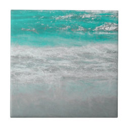 Tropical Beach Coastal Turquoise White Ocean Waves Ceramic Tile | Zazzle