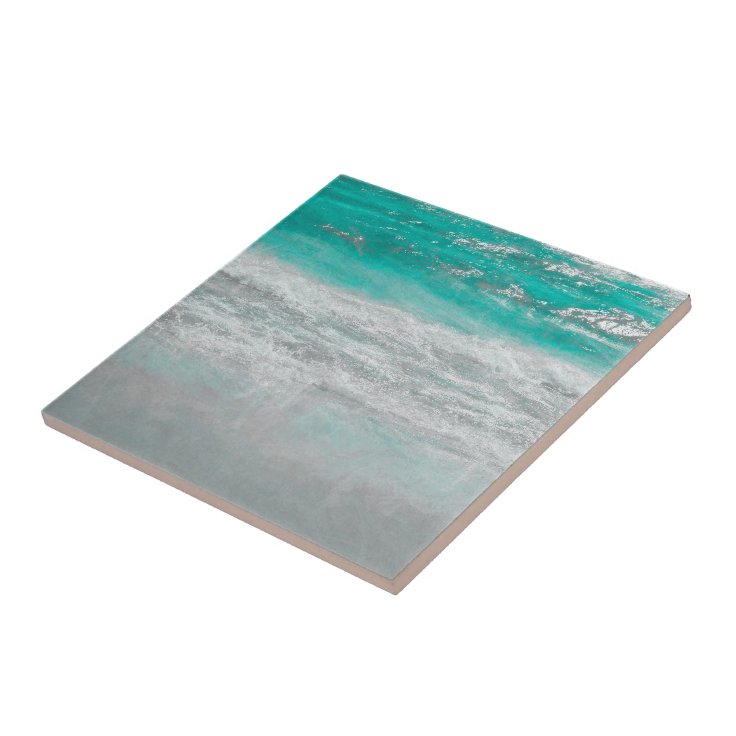 Tropical Beach Coastal Turquoise White Ocean Waves Ceramic Tile | Zazzle
