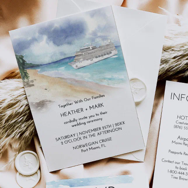 Tropical Beach Cruise Wedding Invite | Zazzle