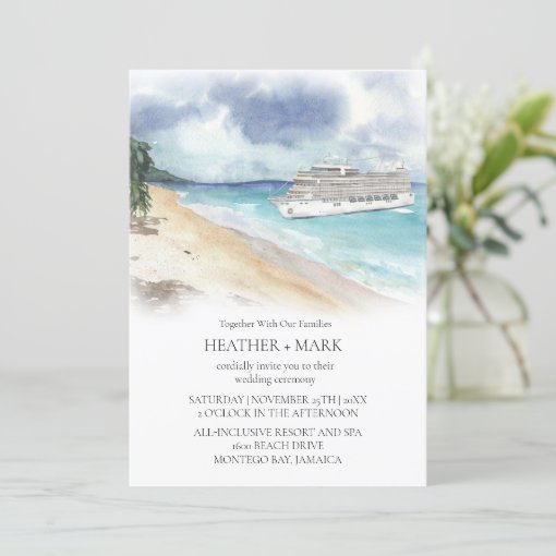 Tropical Beach Cruise Wedding Invite | Zazzle