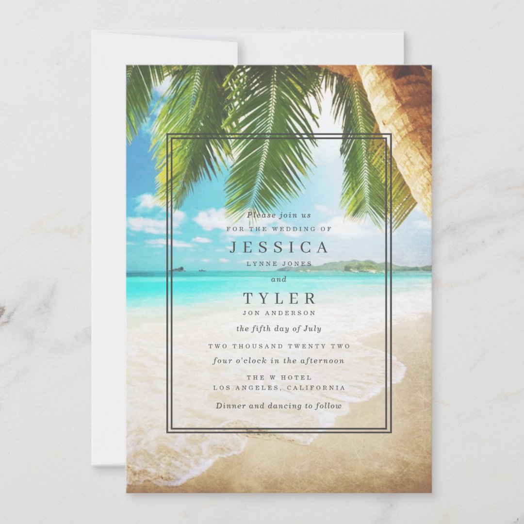 Tropical Beach Destination Wedding Invitation | Zazzle