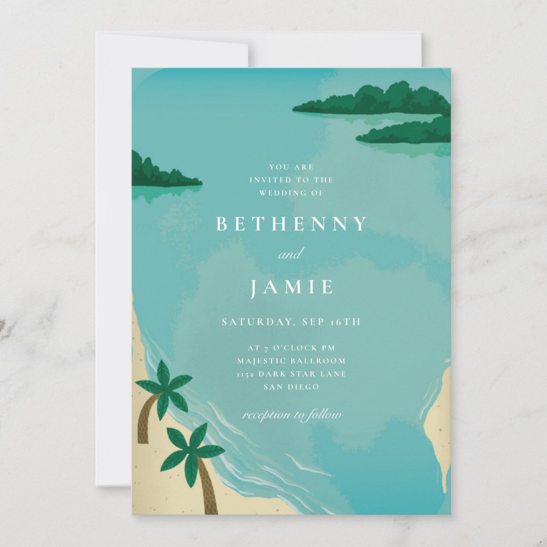 Tropical Beach Destination Wedding Invitation | Zazzle