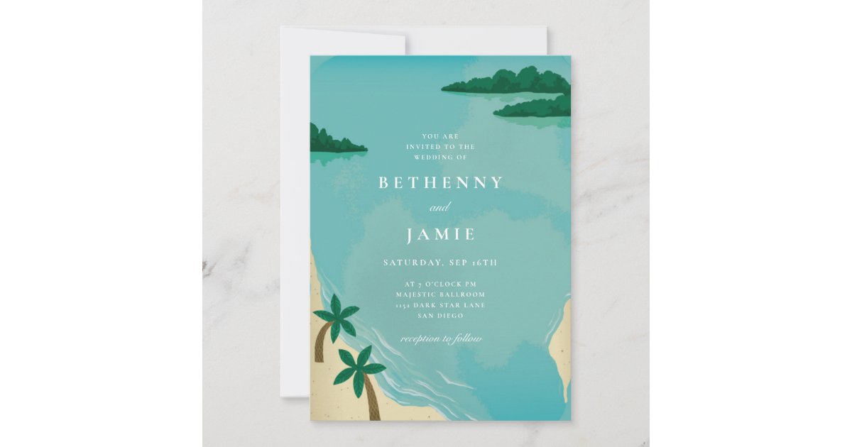 Tropical Beach Destination Wedding Invitation | Zazzle