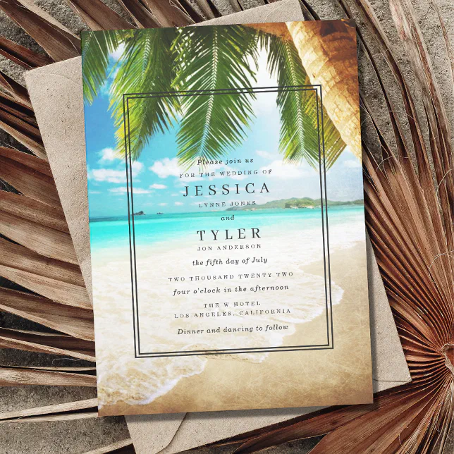 Tropical Beach Destination Wedding Invitation | Zazzle