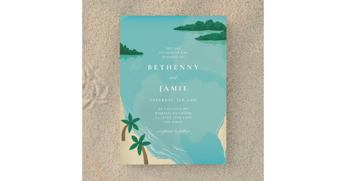 Tropical Beach Destination Wedding Invitation | Zazzle