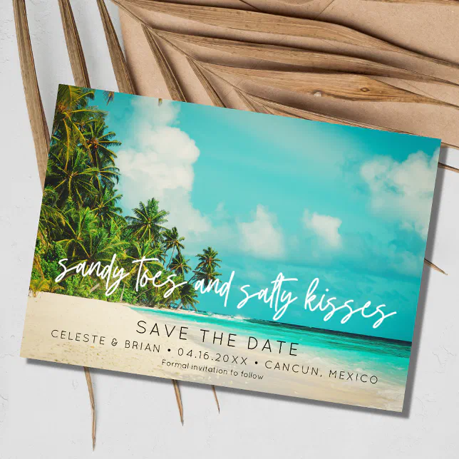 Tropical Beach Destination Wedding Photo Save The Date | Zazzle