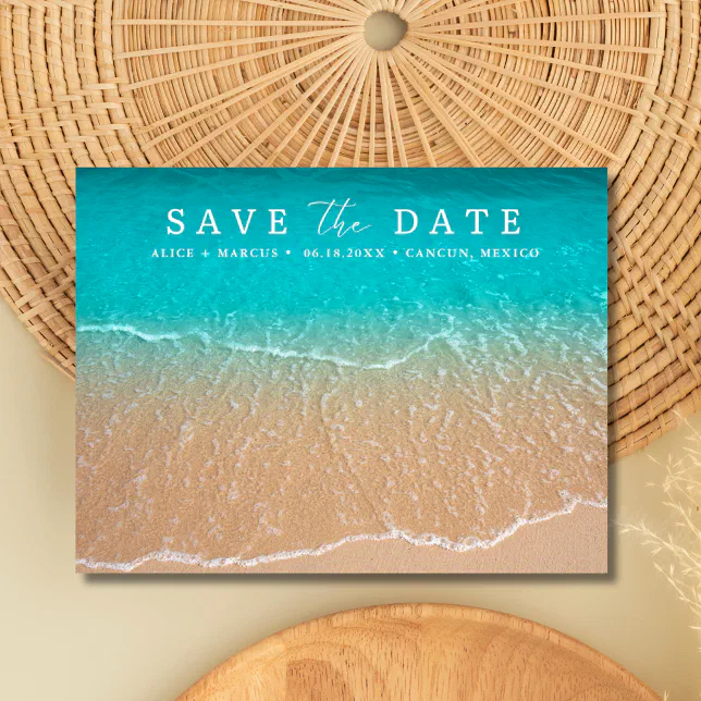 Tropical Beach Destination Wedding Save the Date Announcement Postcard ...