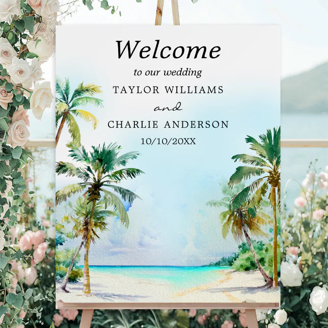 Tropical Beach Destination Wedding Welcome Sign | Zazzle