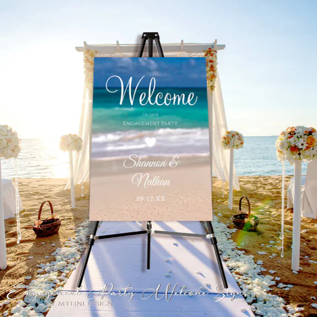 Tropical Beach Engagement Party Welcome Sign | Zazzle