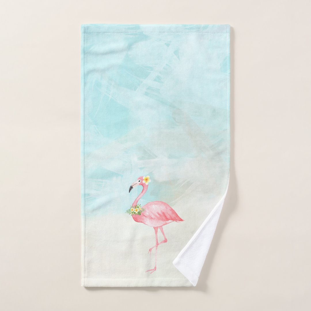 Tropical Beach Flamingo Bath Hand Towels | Zazzle