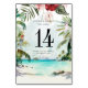 Tropical Beach Floral Palm | Table Number Card | Zazzle