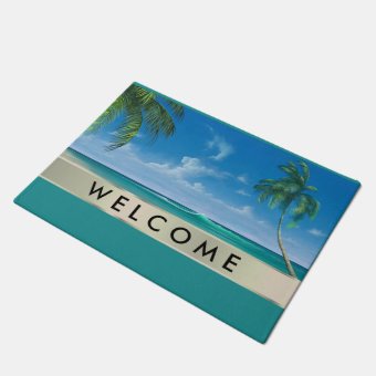 Tropical Beach House Welcome Doormat | Zazzle