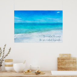 Tropical Beach in Teal Aqua Turquoise Blue Quote Poster | Zazzle