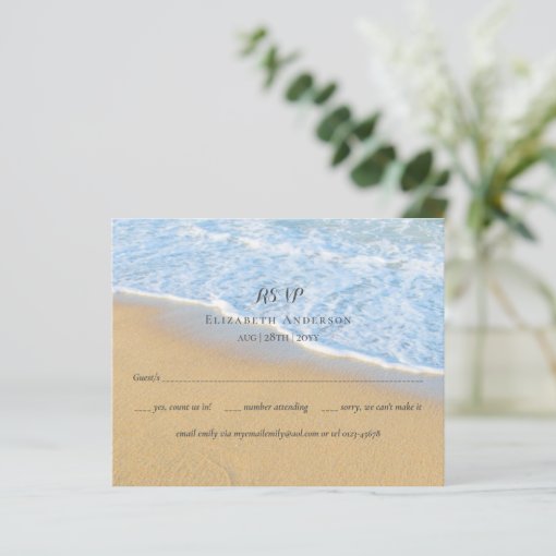 Tropical Beach Initials Sand Wedding RSVP | Zazzle