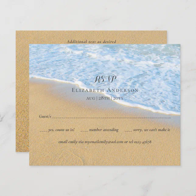 Tropical Beach Initials Sand Wedding RSVP | Zazzle