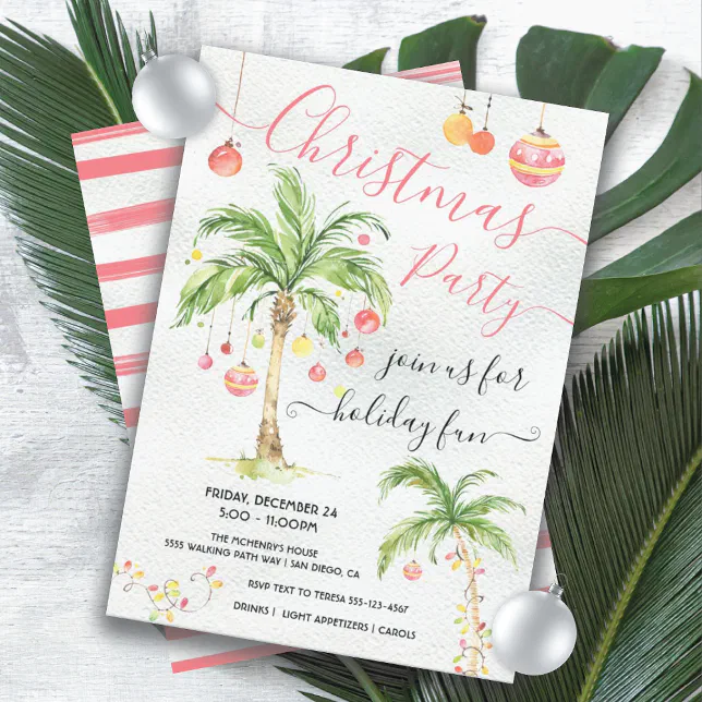 Tropical Beach Island Christmas Party Invitation | Zazzle