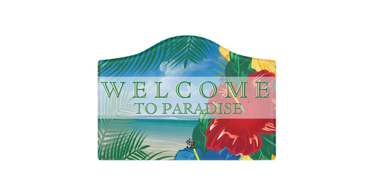 Tropical Beach Island Paradise Door Sign | Zazzle