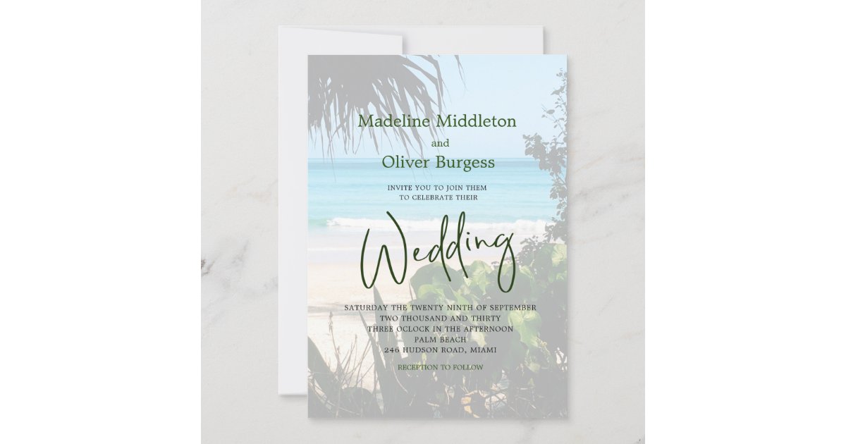 Tropical Beach Ocean Blue Destination Wedding Invitation | Zazzle.com