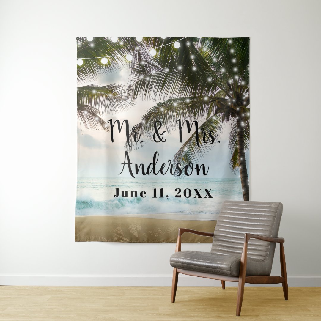 Tropical Beach Ocean Palm Tree Photo Backdrop | Zazzle