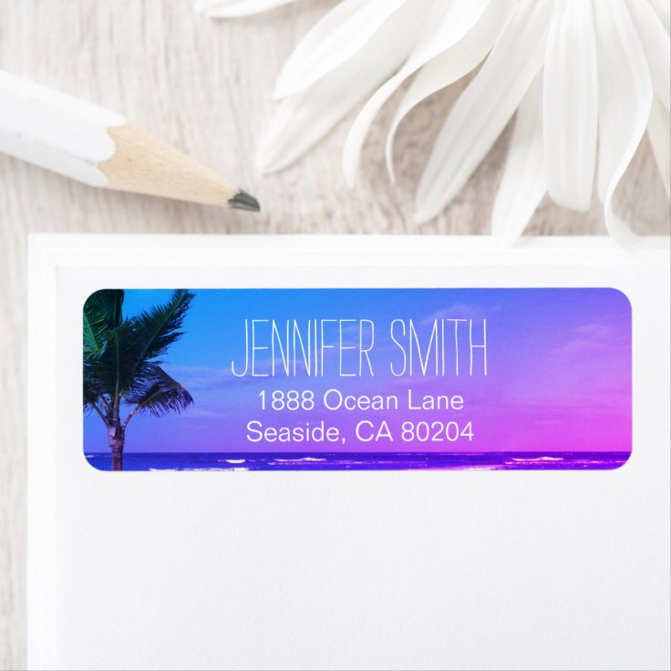 Tropical Beach Ocean Return Address Label | Zazzle