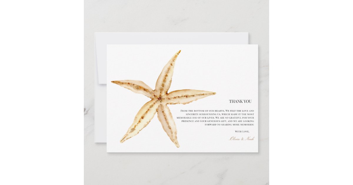 Tropical Beach Ocean Shell Thank you Card | Zazzle