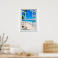Tropical Beach Ocean View Faux Window Poster | Zazzle