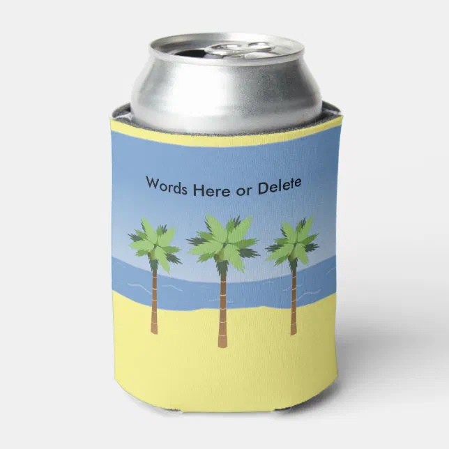 Tropical Beach Ocean Waves and Palm Trees Custom Can Cooler | Zazzle