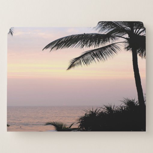Tropical Beach, Palm,Sunset File Folder | Zazzle