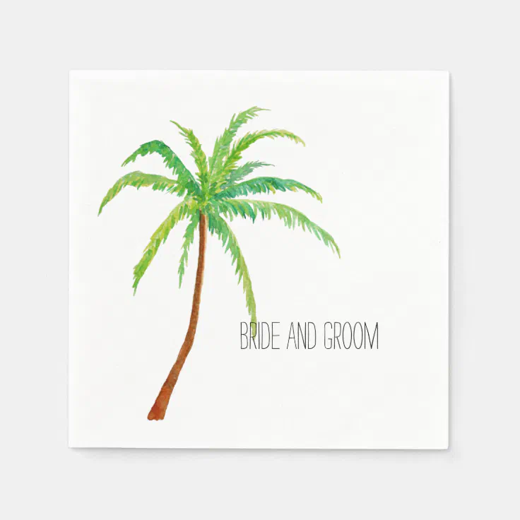 Tropical Beach Palm Tree Paper Napkins | Zazzle
