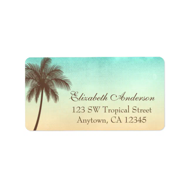 Tropical Beach Palm Tree Personalized Label | Zazzle