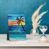 Tropical beach palm tree plaque art | Zazzle