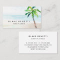 Tropical Beach Palm Tree Watercolor Business Card | Zazzle