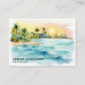 Tropical Beach Palm Tree Watercolor Island Business Card | Zazzle
