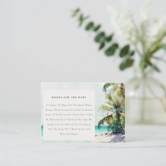 Tropical Beach Palm Trees Books For Baby Shower Enclosure Card | Zazzle